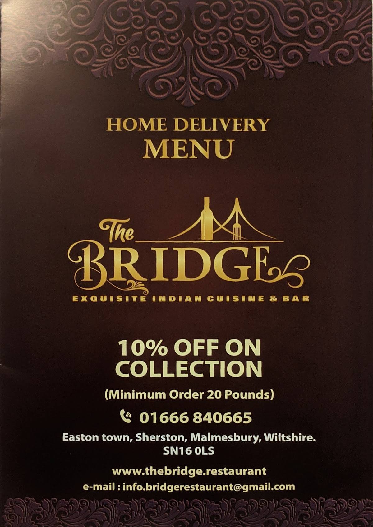 Menu at The Bridge restaurant, Sherston