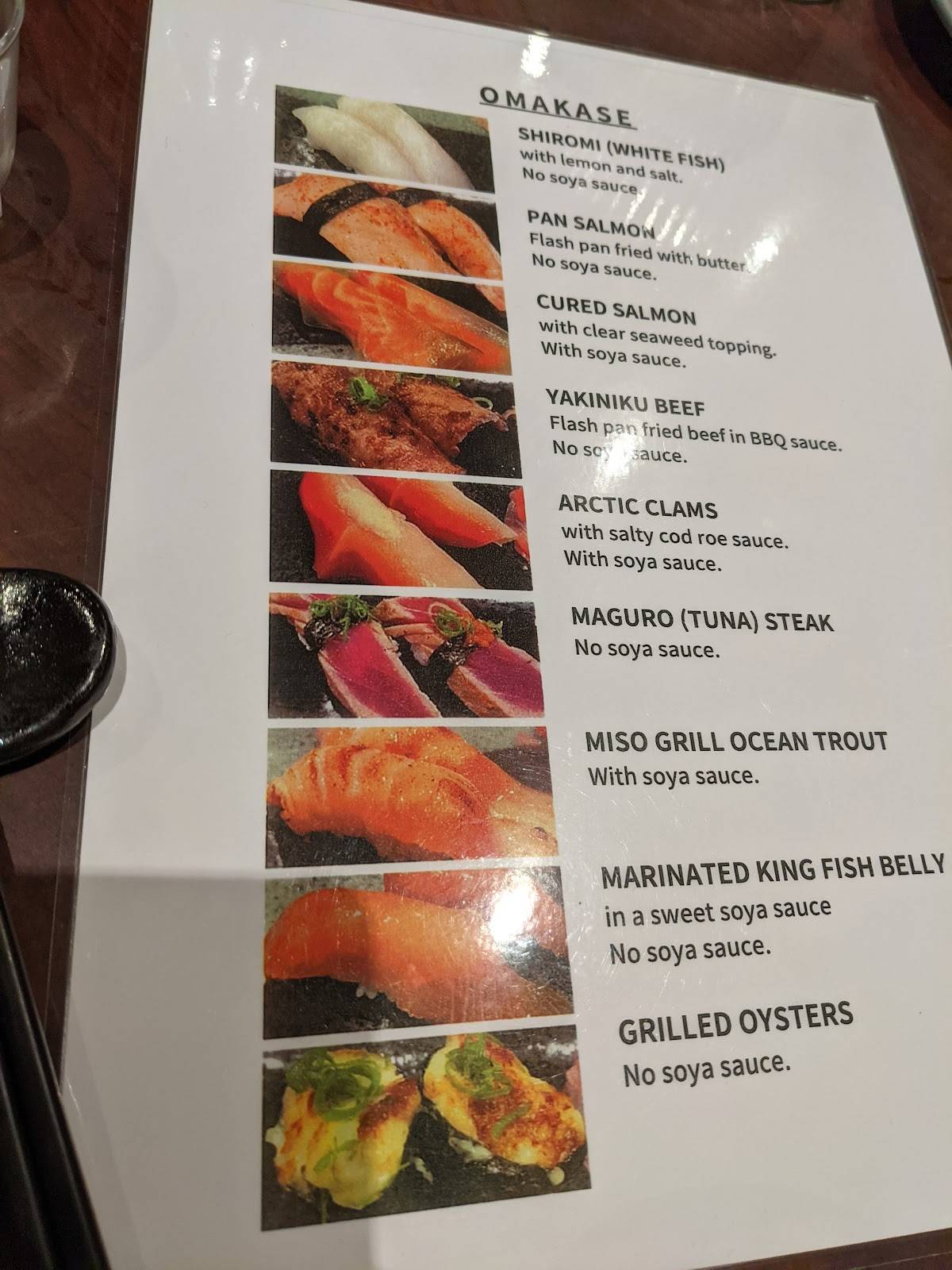 Menu at Shira Nui restaurant, Glen Waverley