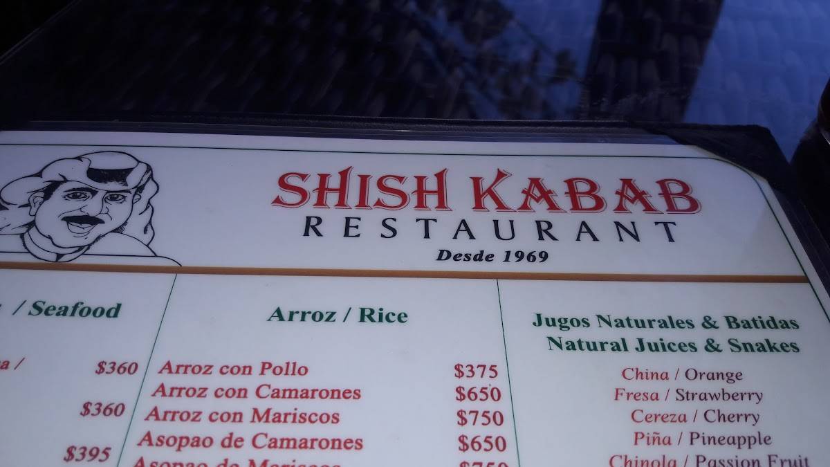Carta del restaurante Shish Kabab, La Romana