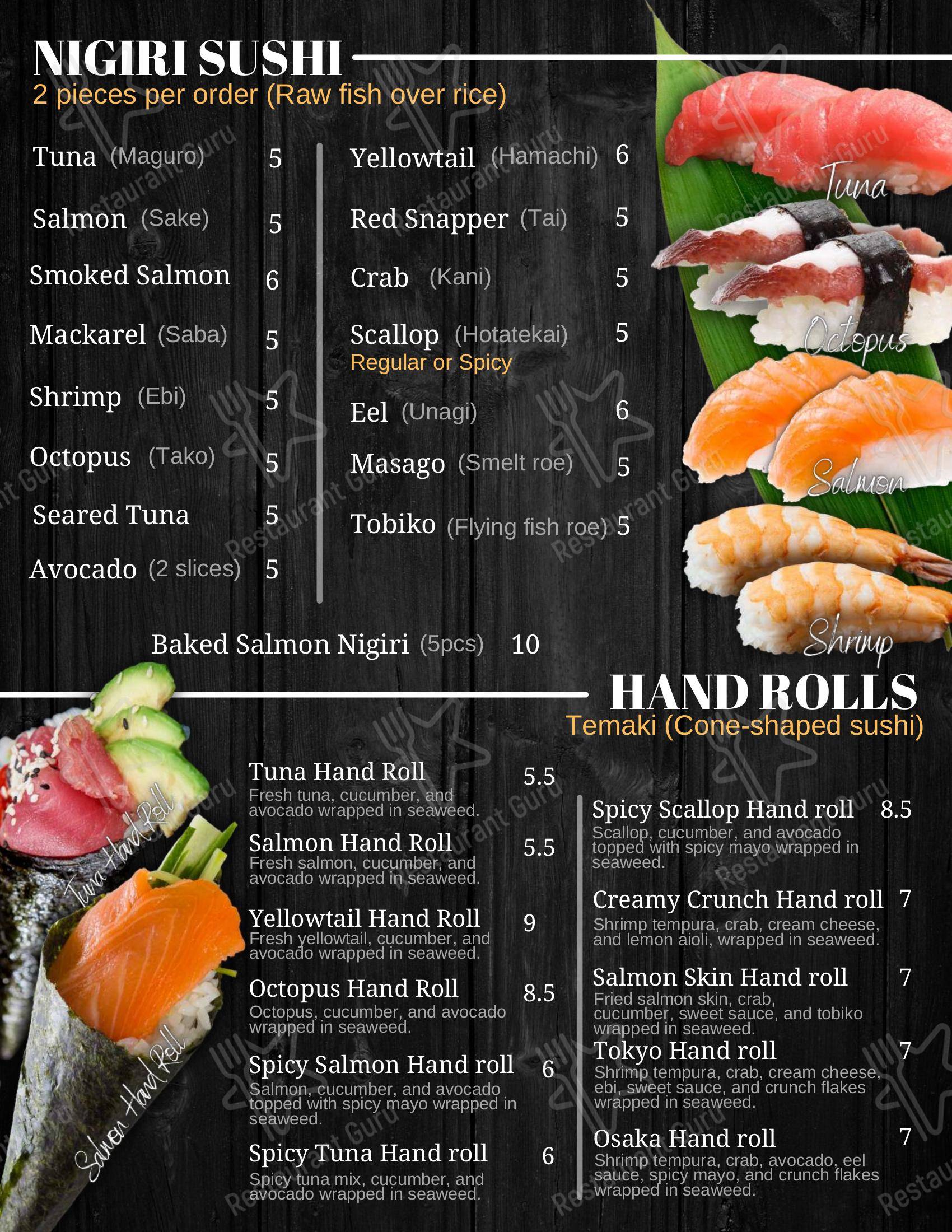Menu at Shogun Sushi restaurant, Boise