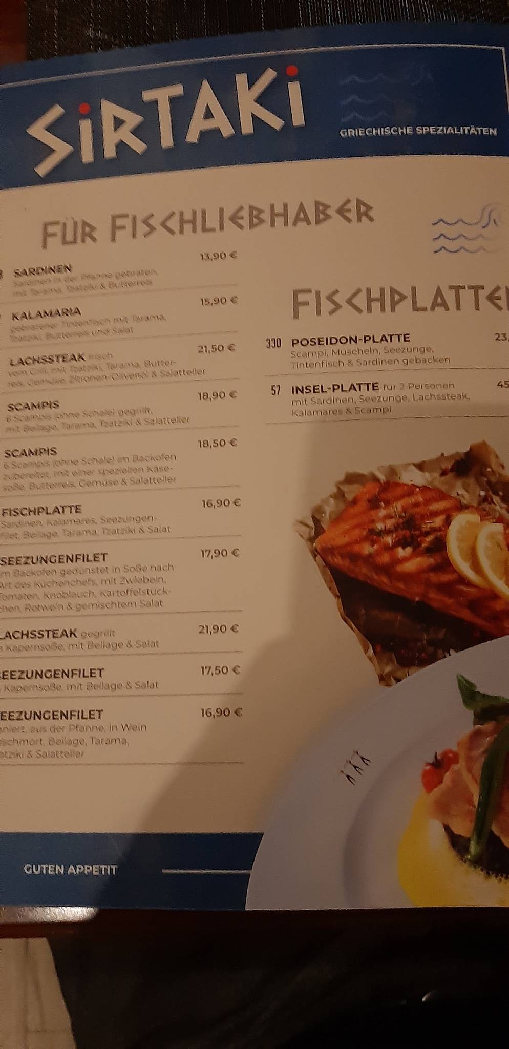 Speisekarte von Restaurant Sirtaki, Crimmitschau