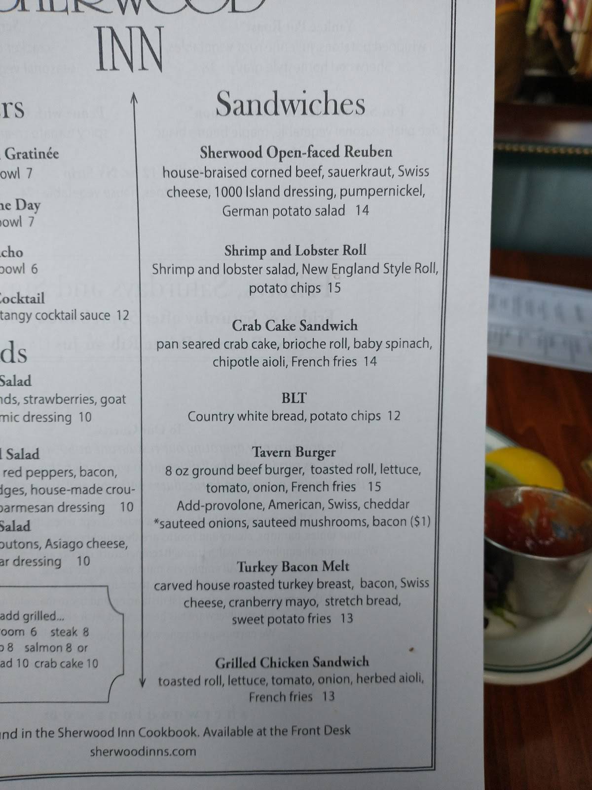 Menu at The Sherwood Inn pub & bar, Skaneateles