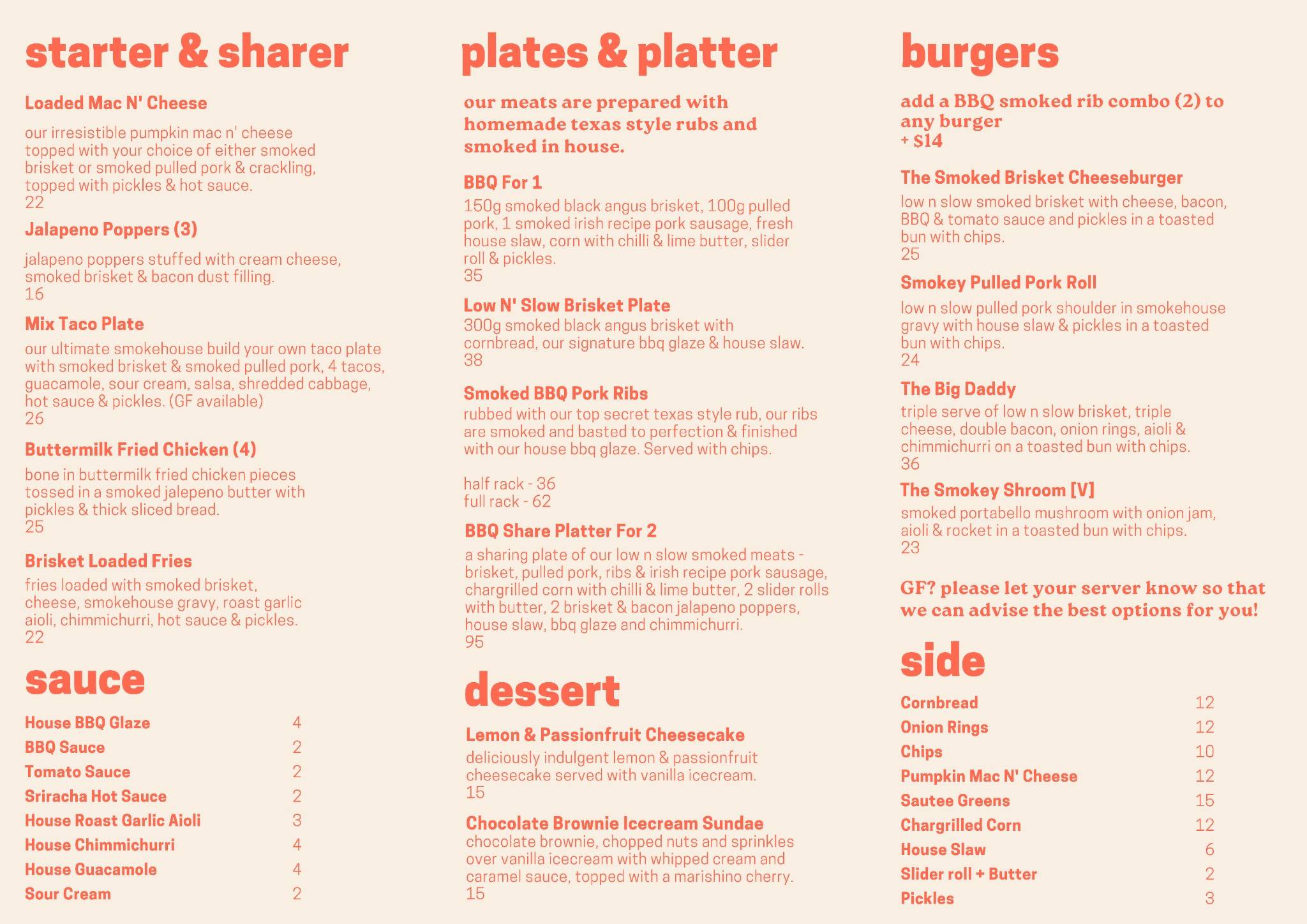 Menu at Slap and Pickle Low and Slow Smokehouse restaurant, Cairns