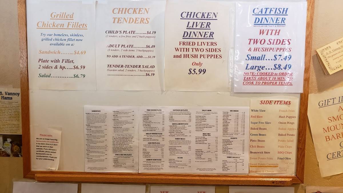 Menu at Smoky Mountain Barbecue, West Jefferson, S Jefferson Ave #9729