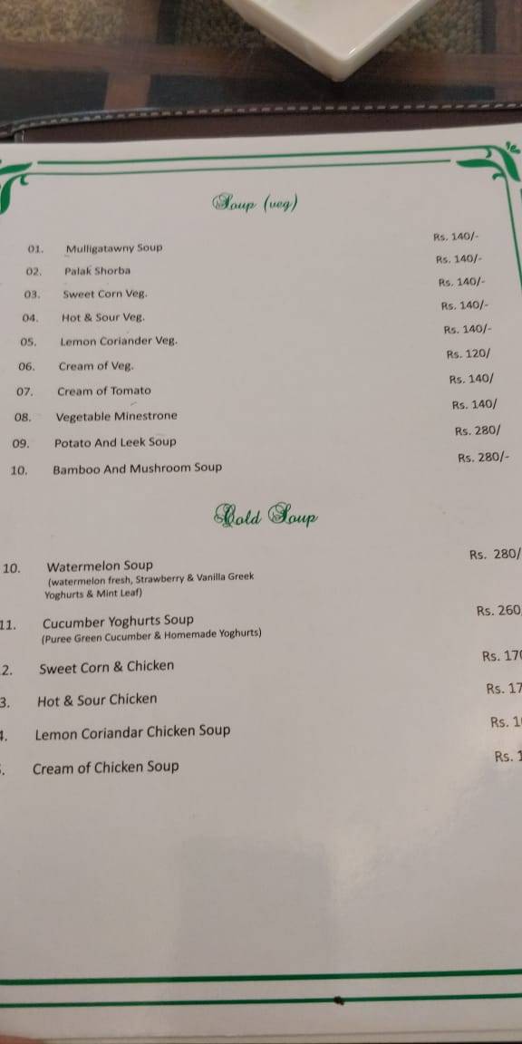 Menu at Spice Court, Jaipur