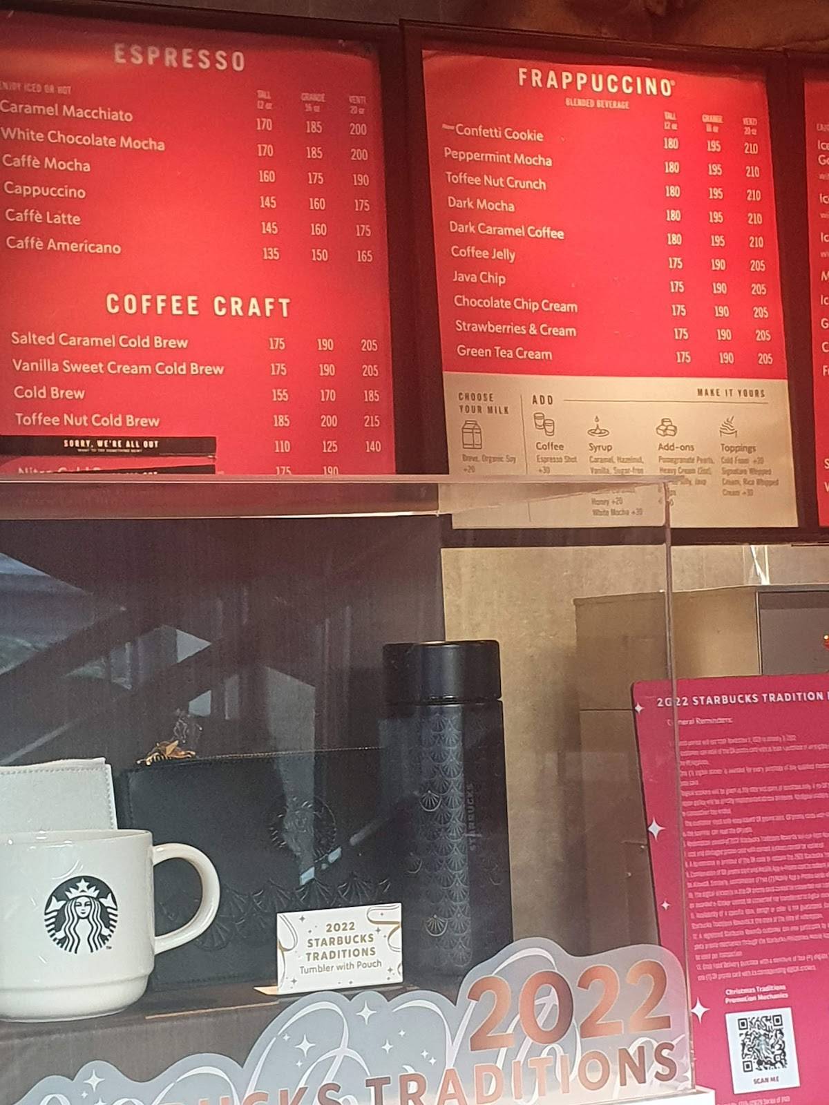 Carta del café Starbucks Eton Centris, Ciudad Quezon, Eton Centris Walk