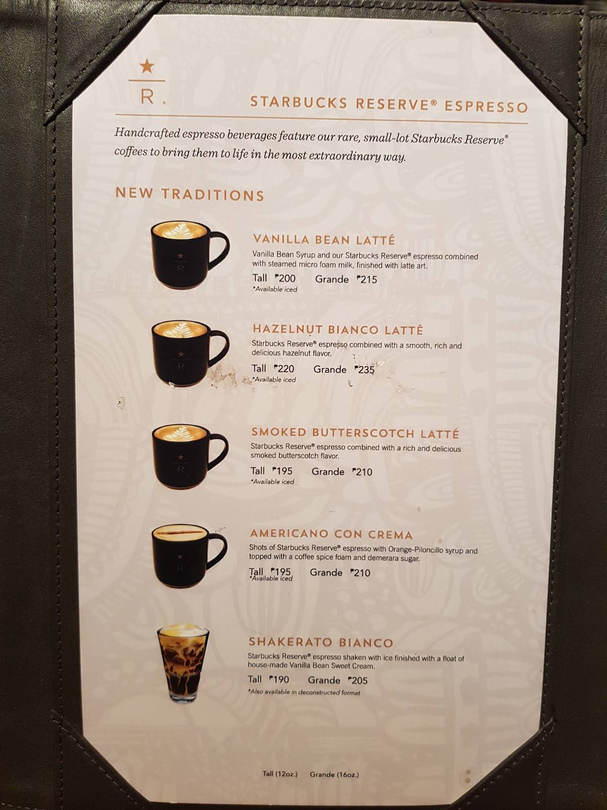 Menu at Starbucks Reserve - Westgate Center Alabang cafe, Muntinlupa