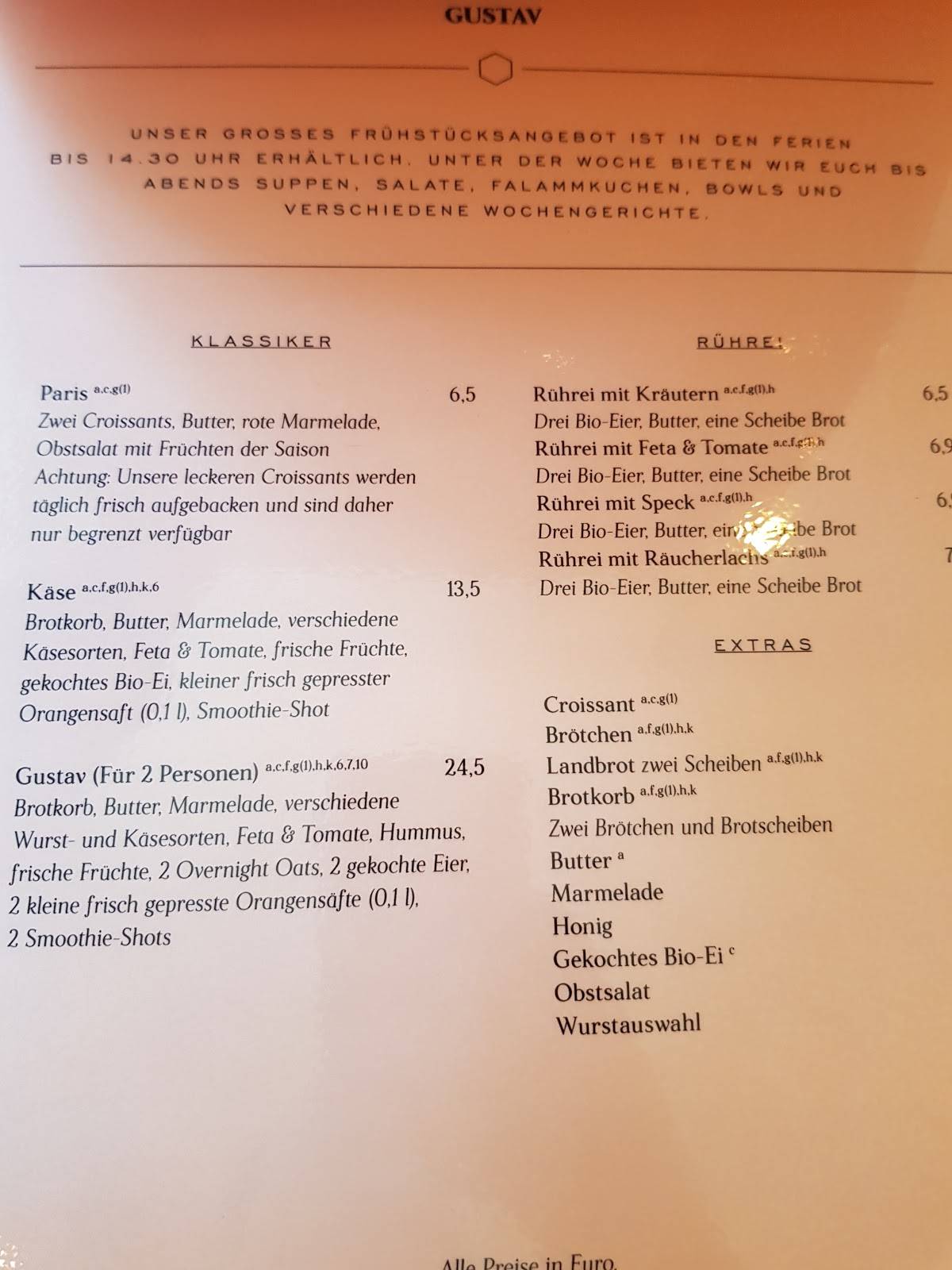 Speisekarte von Gustav Café & Bar - Stuttgart, Stuttgart