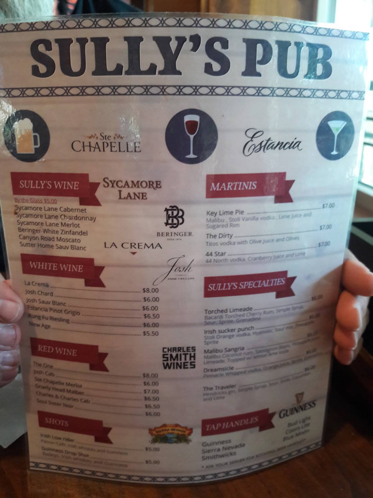 Menu at Sully's Pub & Grill, Star