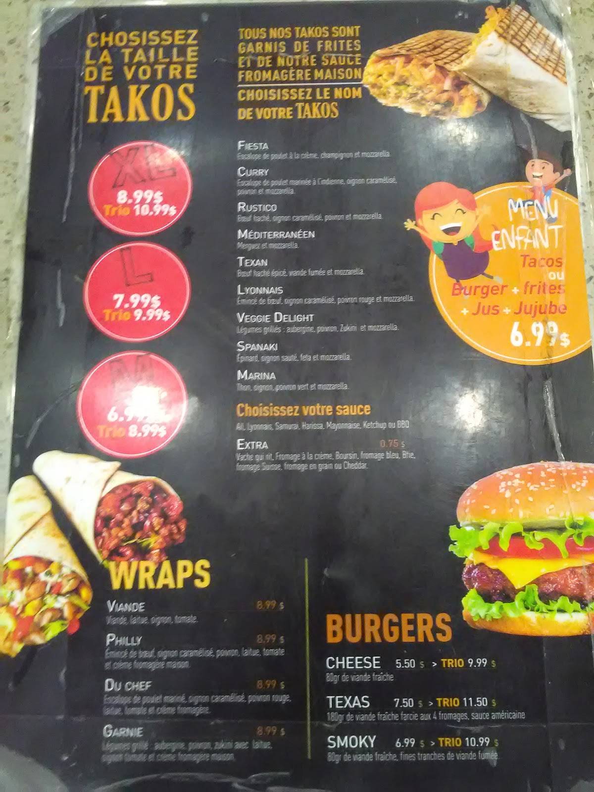 Menu at Sultan restaurant, Montréal, 275 Rue Jean-Talon E