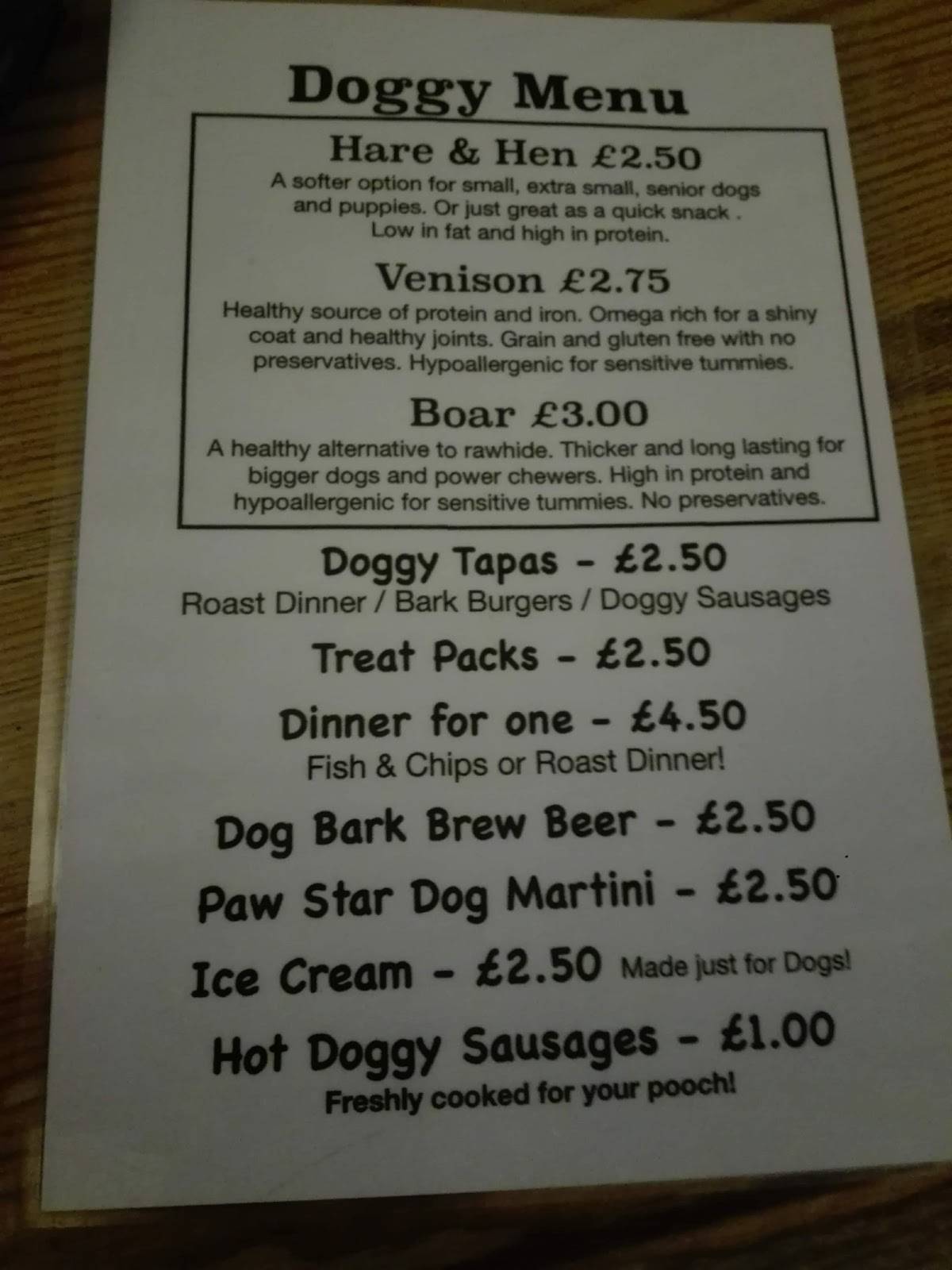 Menu at Sun Trevor pub & bar, Llangollen