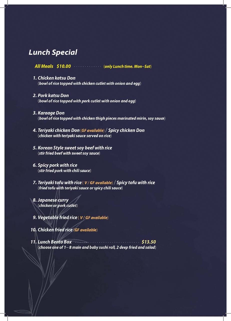Menu at Niko Niko restaurant, Swan Hill
