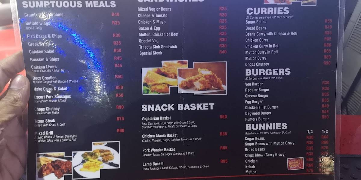 Menu at TSD Ultra LOUNGE restaurant, Durban North
