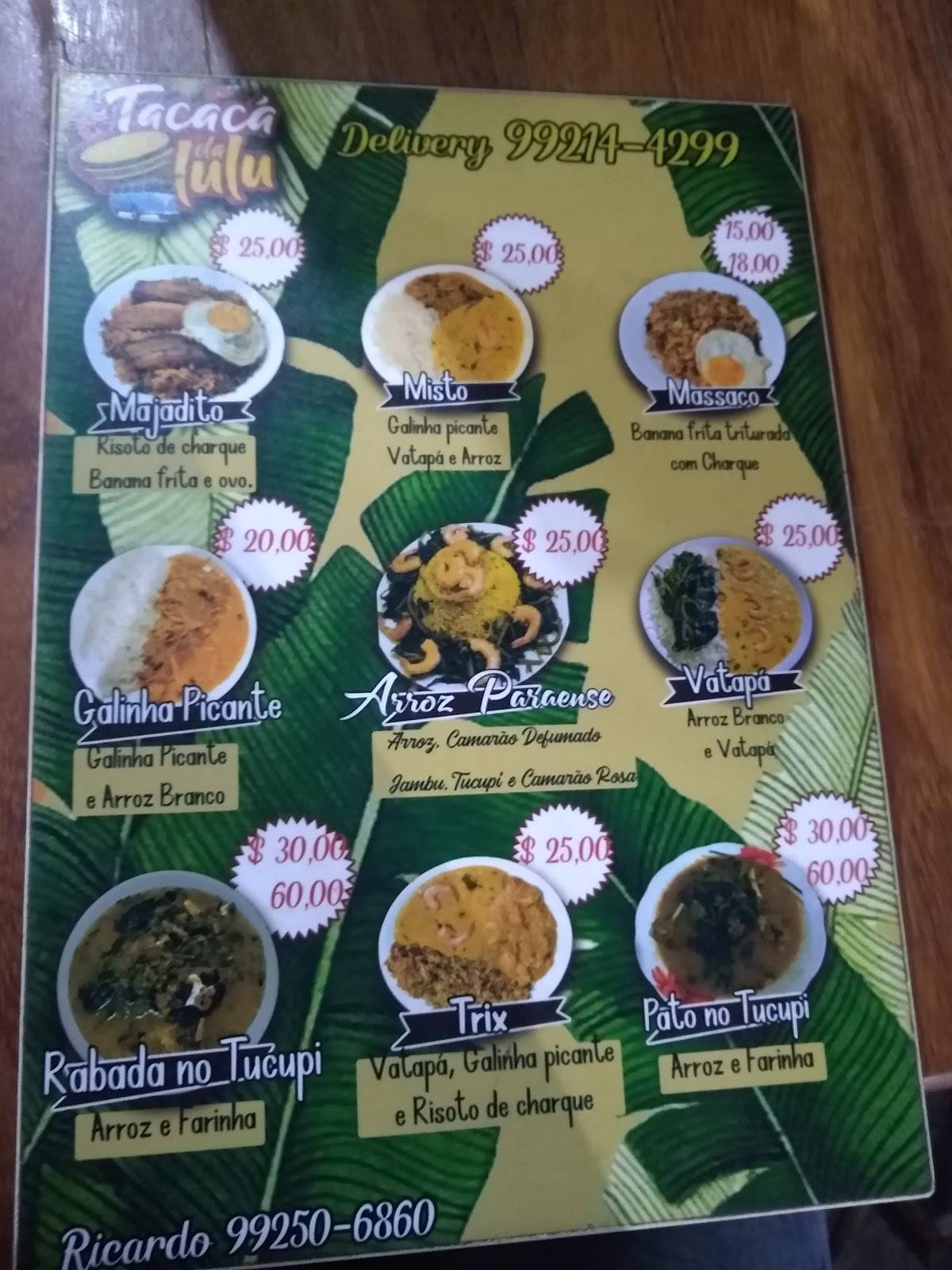 Menu em Tacacá da lulu restaurante, Porto Velho, 4901-4931