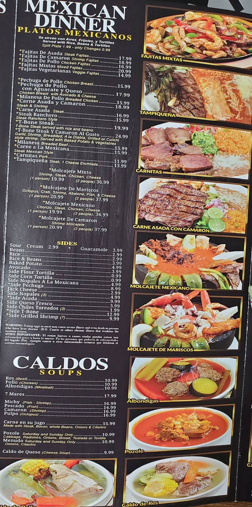 Menu at Taco Giro Mexican Grill restaurant, Sierra Vista