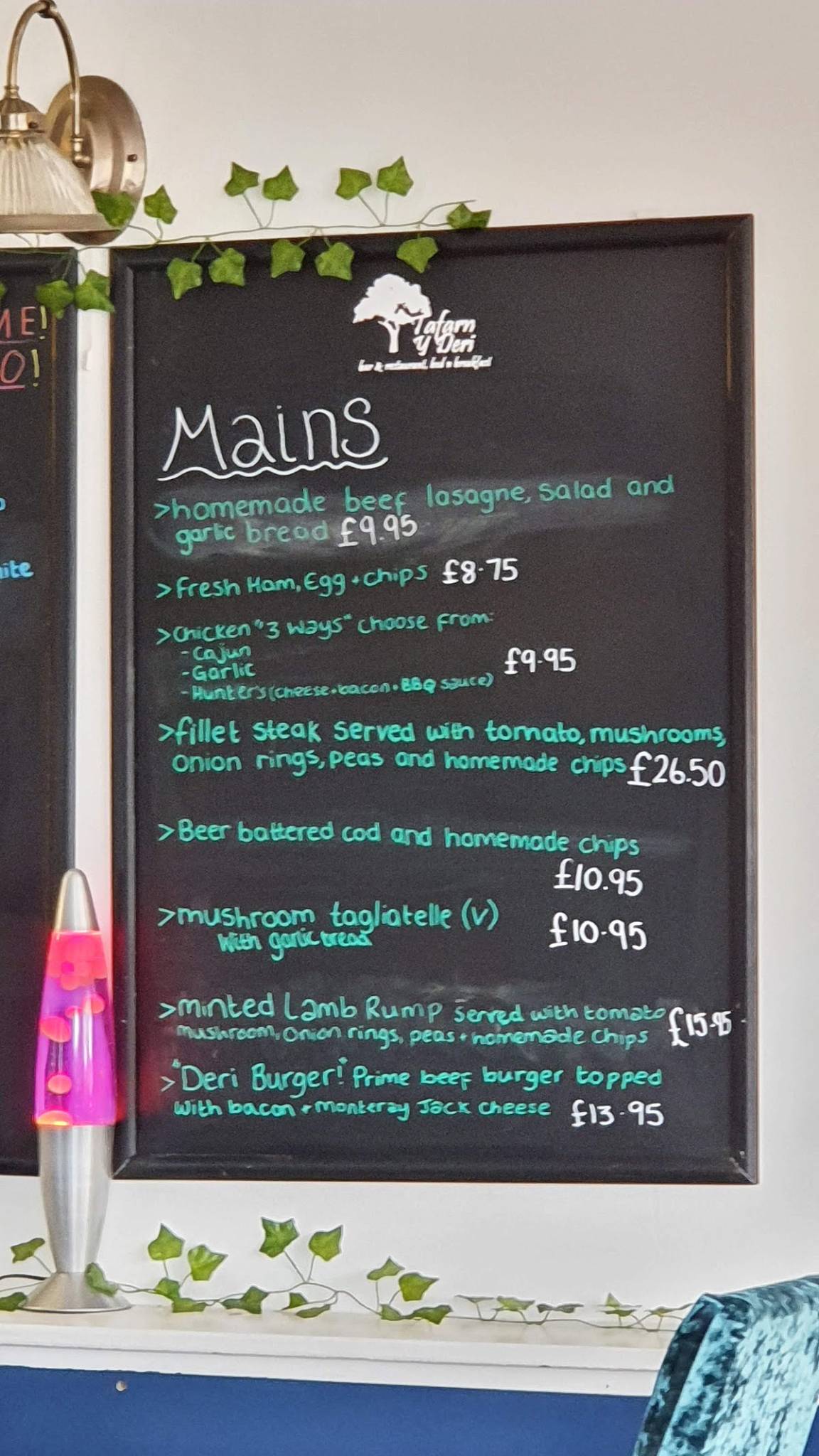 Menu at Tafarn Y Deri (Llanedi) restaurant, Llangennech
