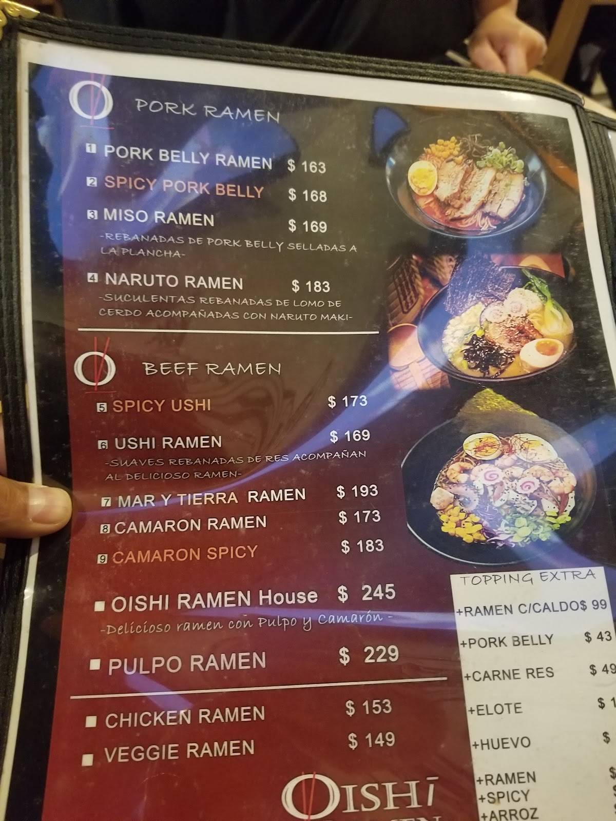 Carta del restaurante Tajima - Ramen, Tijuana