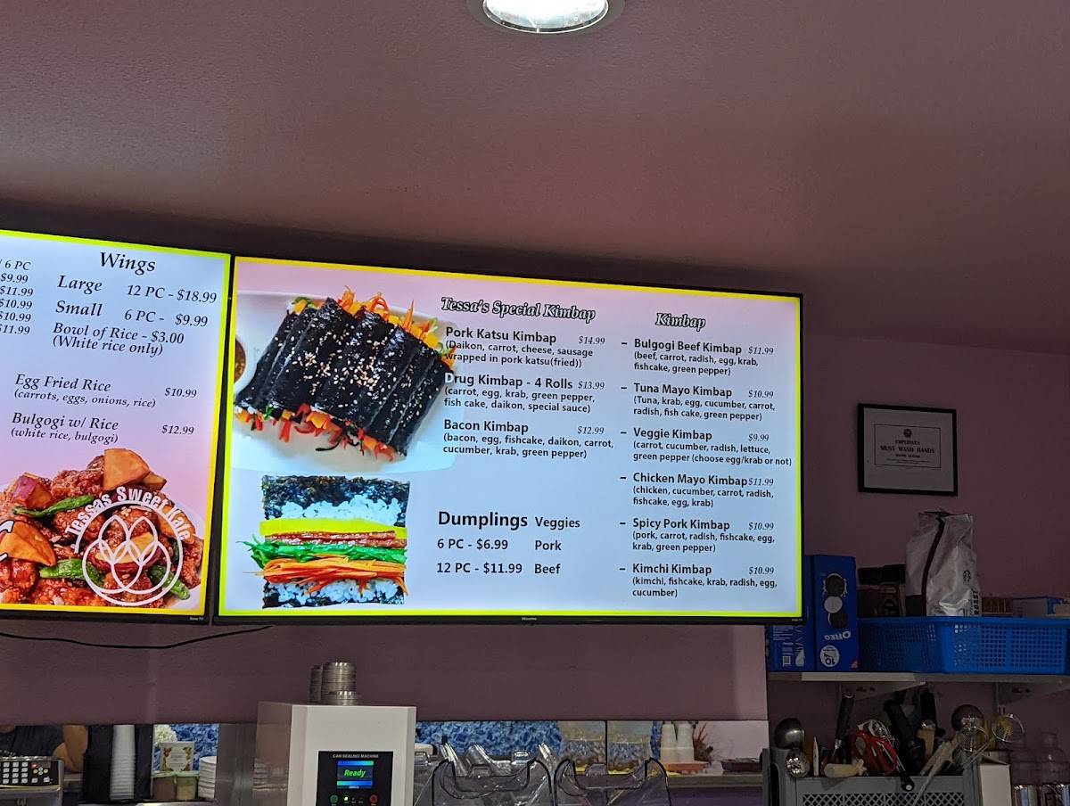 Menu at Tessa's Sweet Kafe Korean Restaurant Boba Tea Shop Korean Fried ...