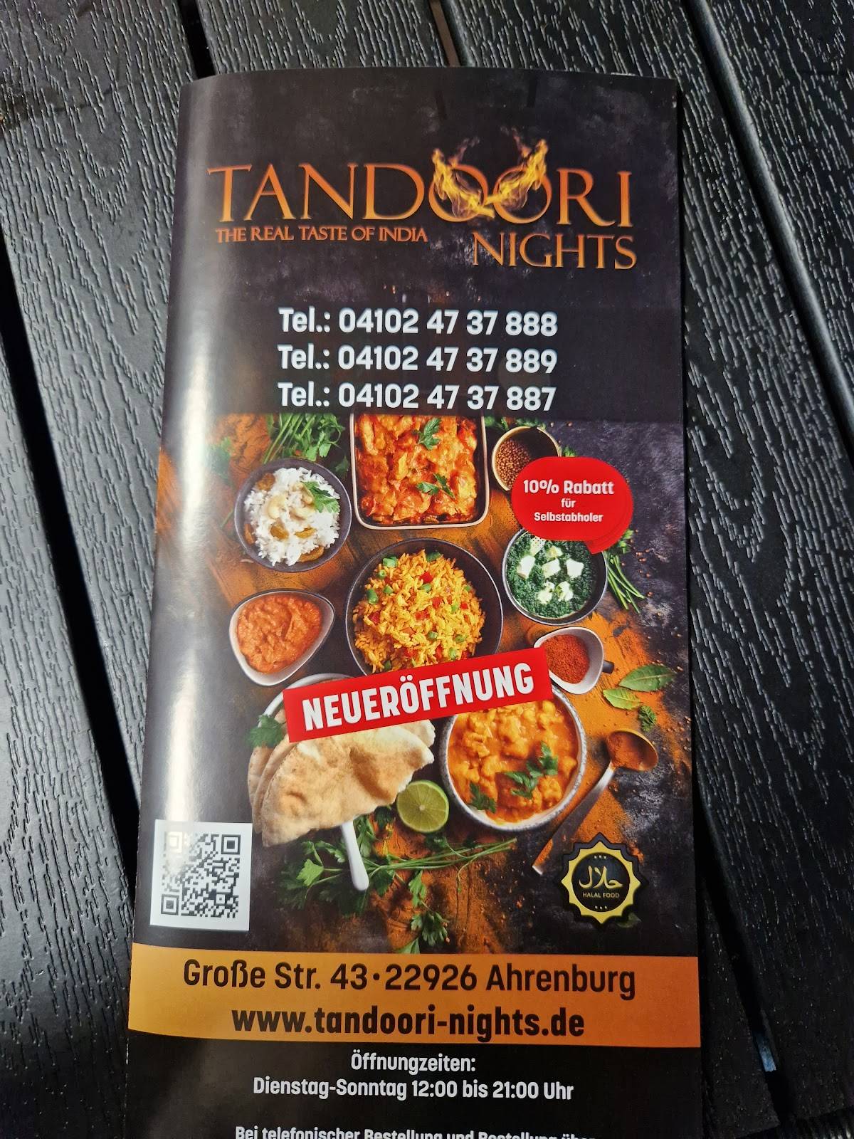 Menu at Tandoori Nights restaurant, Ahrensburg