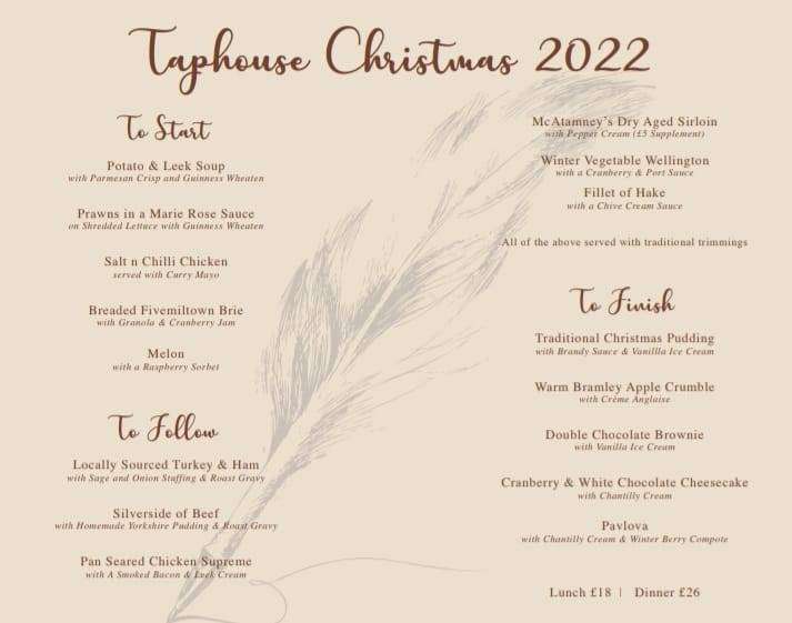 Menu at Taphouse Bar and Restaurant, Bellaghy