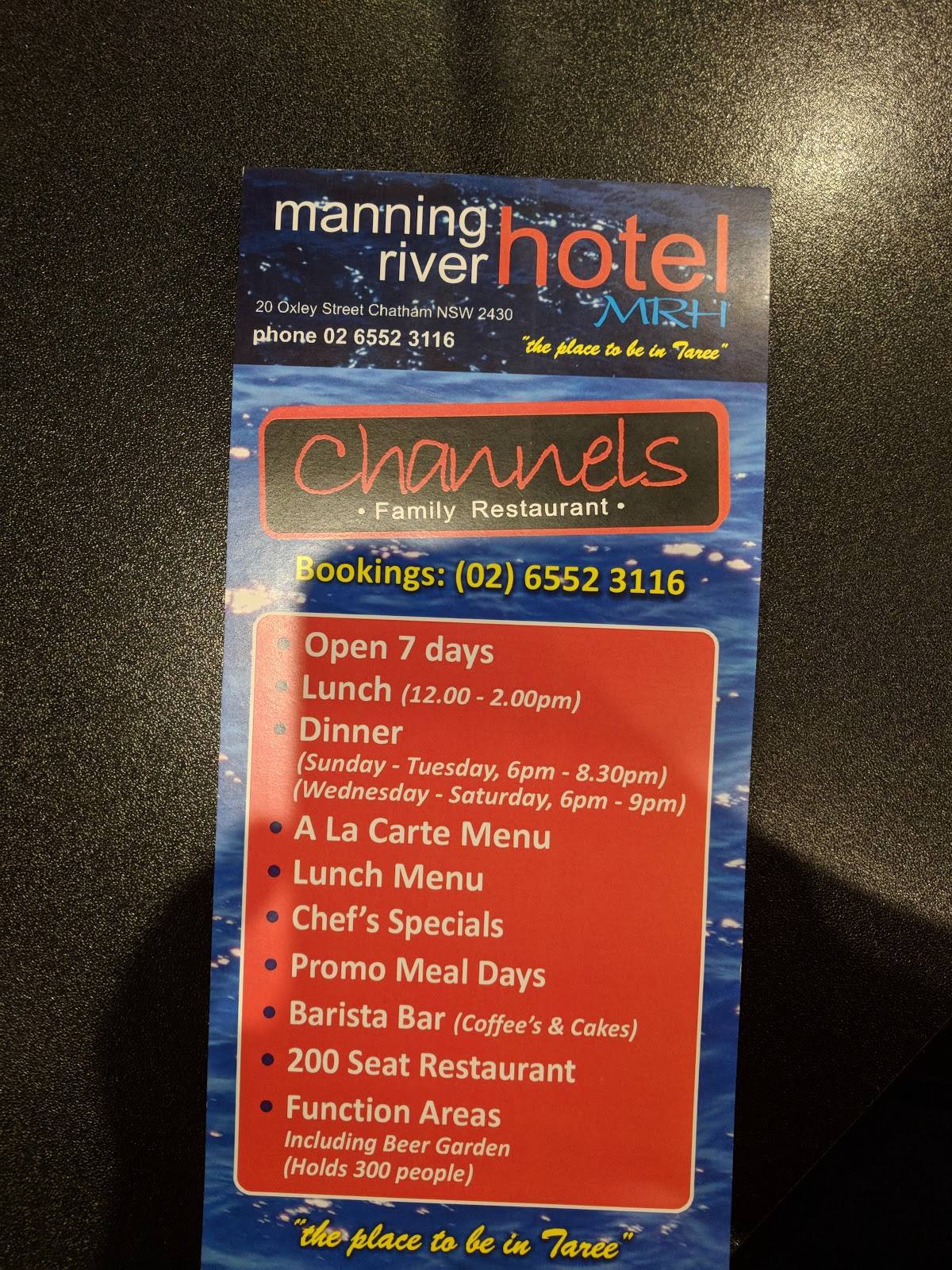 Menu at Manning River Hotel pub & bar, Taree