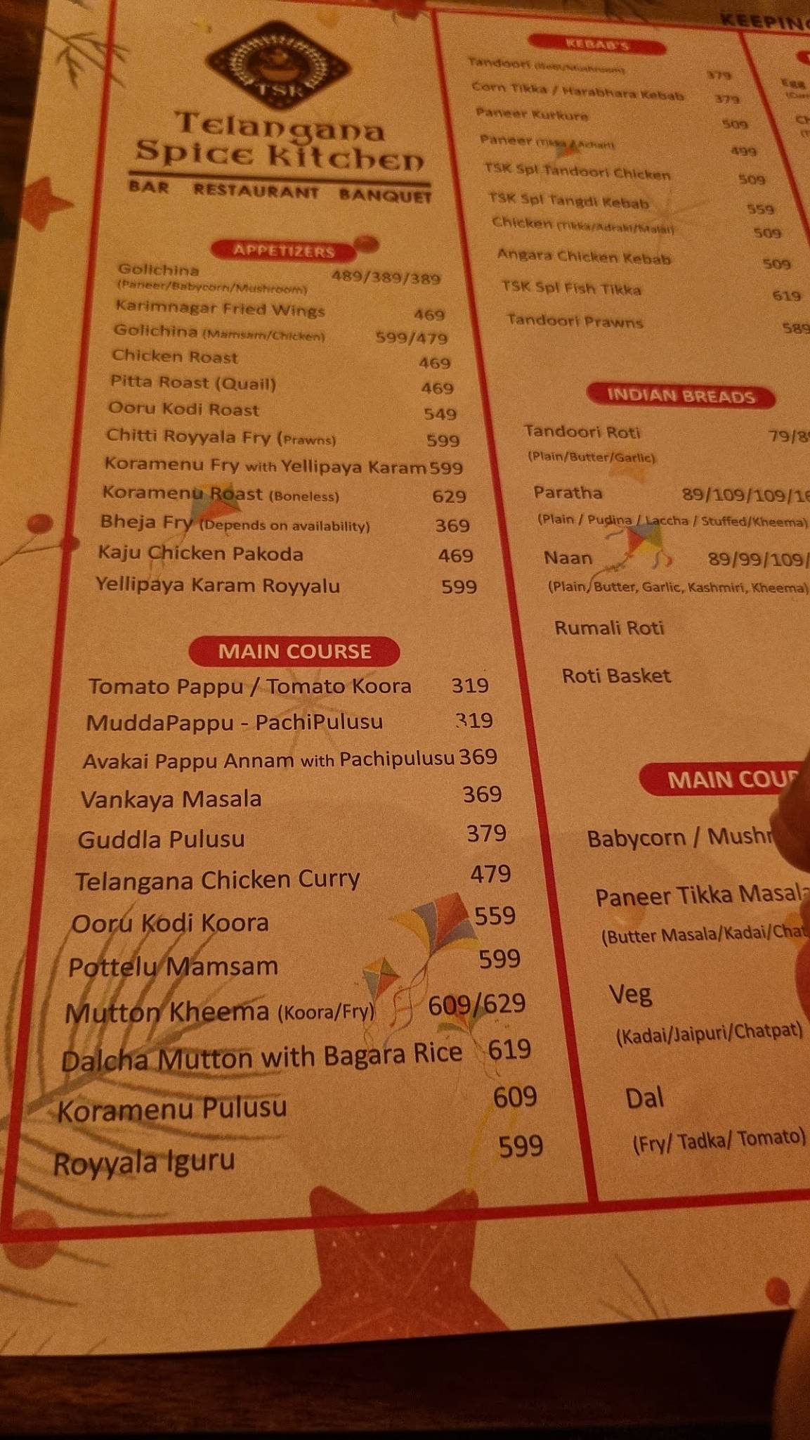 Menu at Telangana Spice Kitchen, Secunderabad