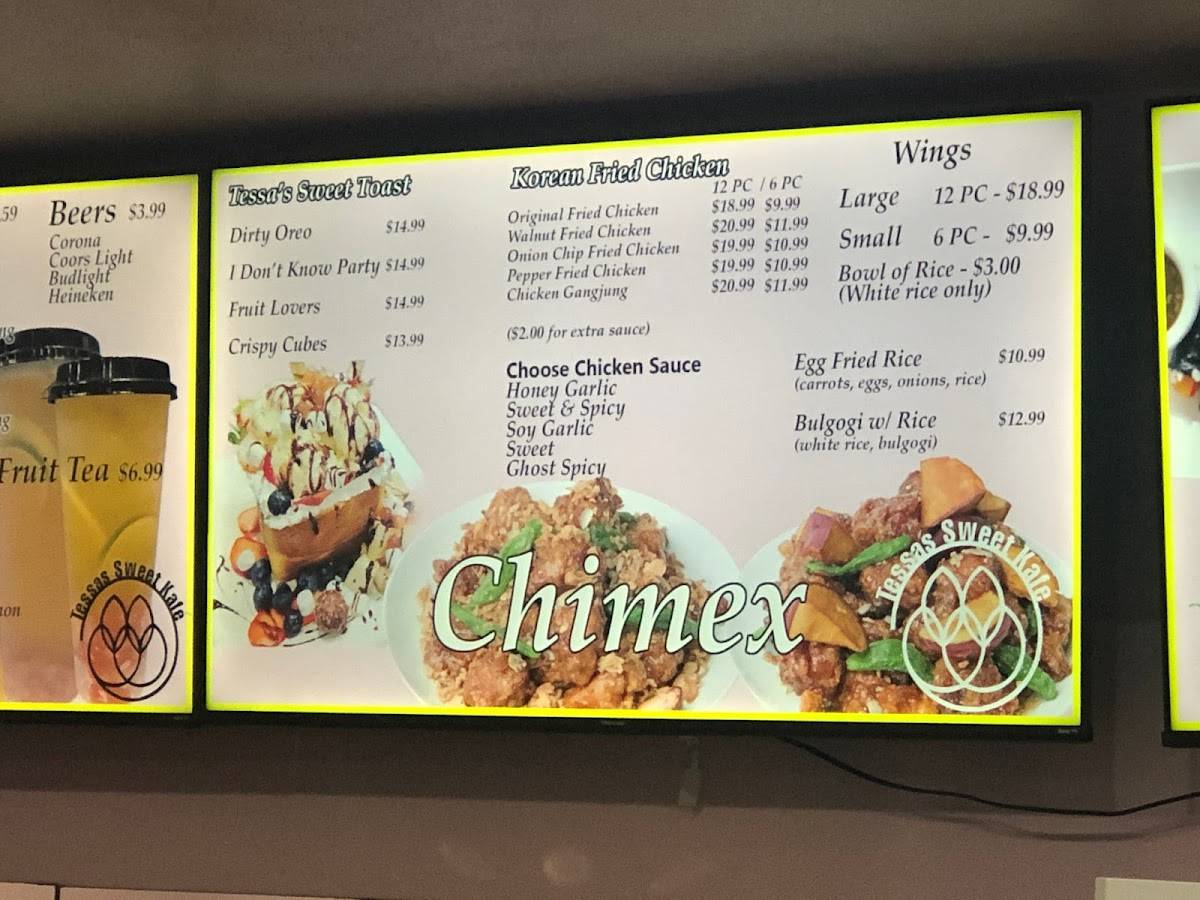 Menu at Tessa's Sweet Kafe Korean Restaurant Boba Tea Shop Korean Fried ...
