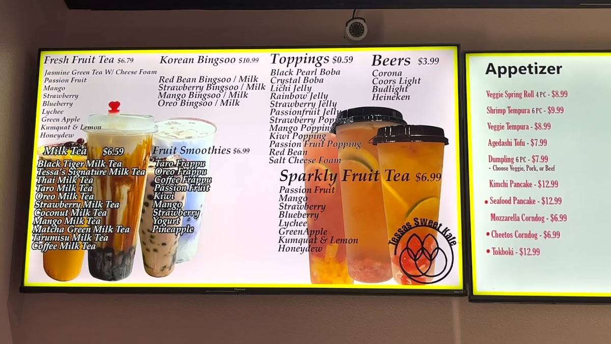Menu at Tessa's Sweet Kafe Korean Restaurant Boba Tea Shop Korean Fried ...