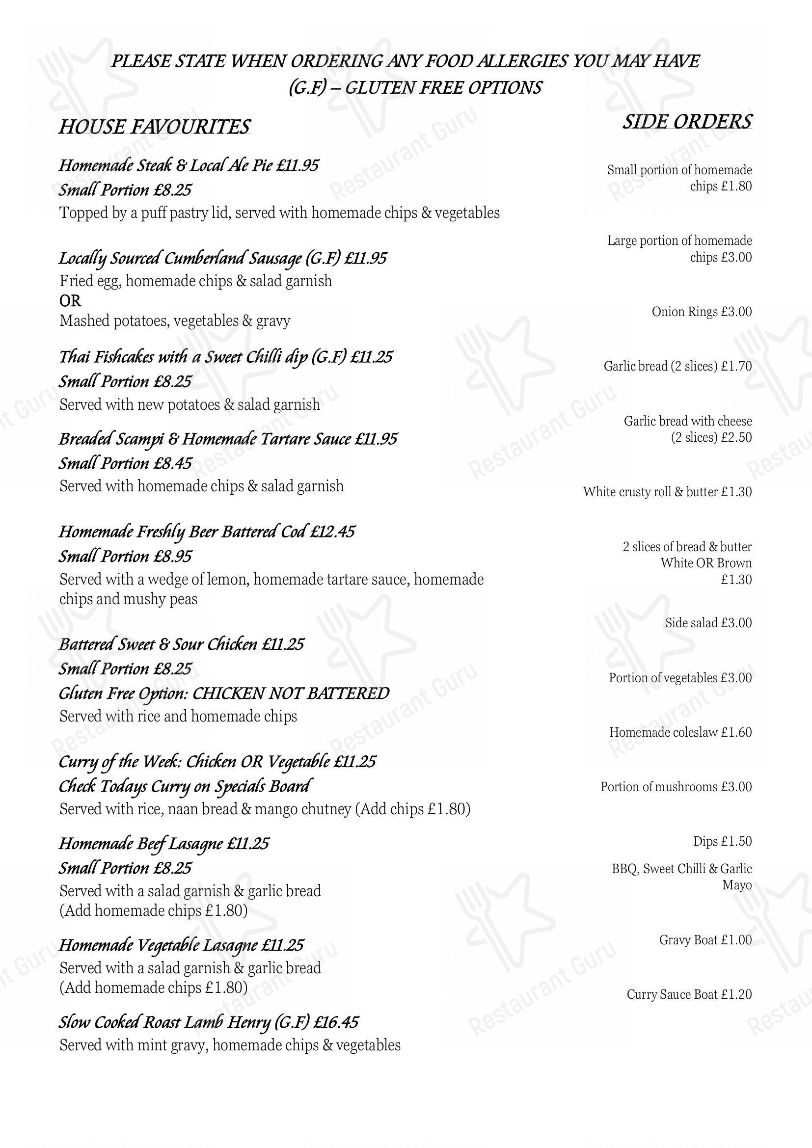 Menu at The Agricultural Hotel pub & bar, Penrith