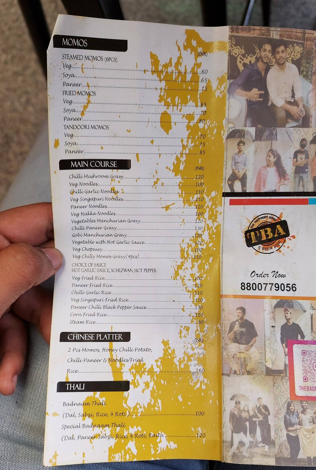 Menu at The Badnaam Adda TBA Pure Veg Best Restaurant in Greater Noida ...