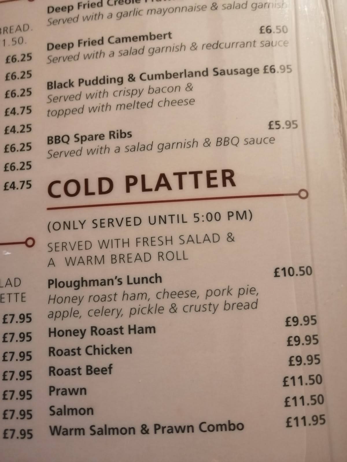 Menu at The Bank Tavern pub & bar, Keswick