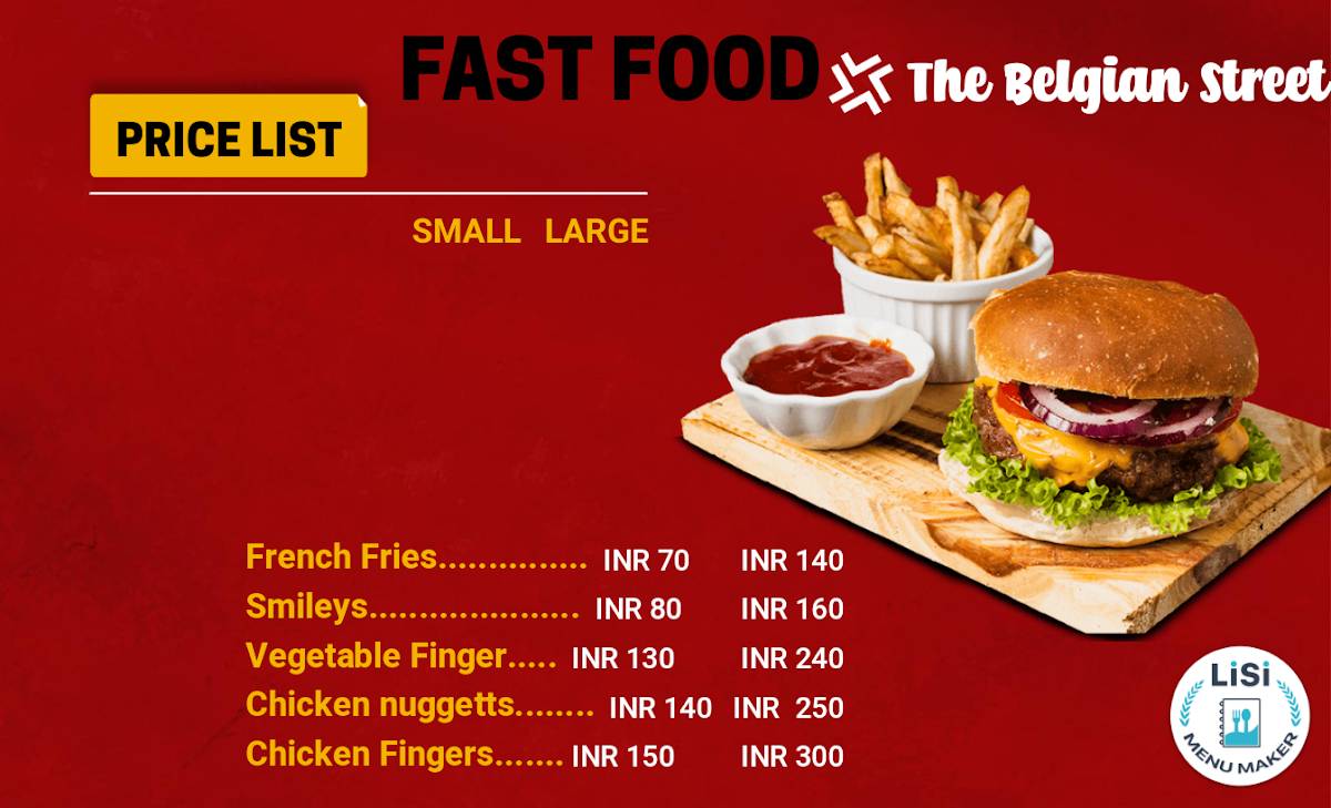 Menu at The Belgian Street Imphal, Imphal