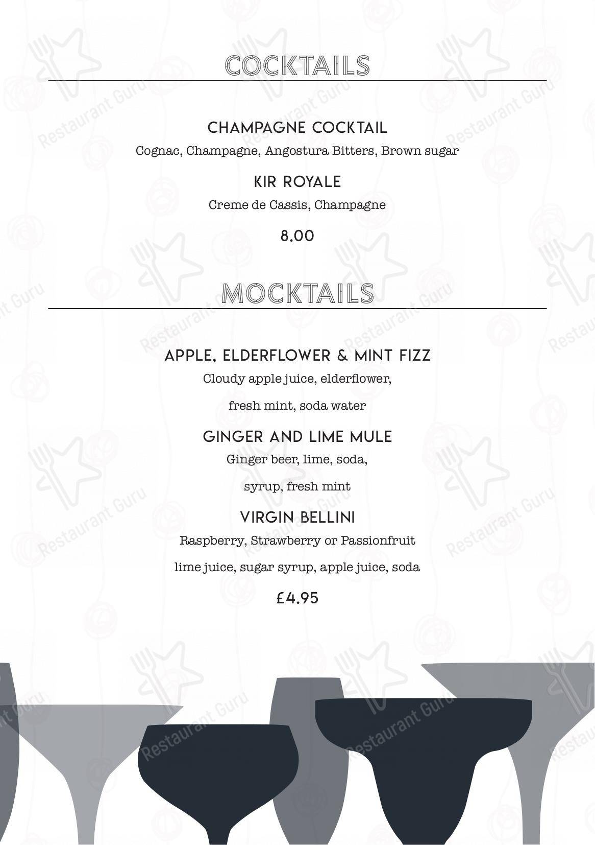 Menu at The Bluebell restaurant, South Wingfield