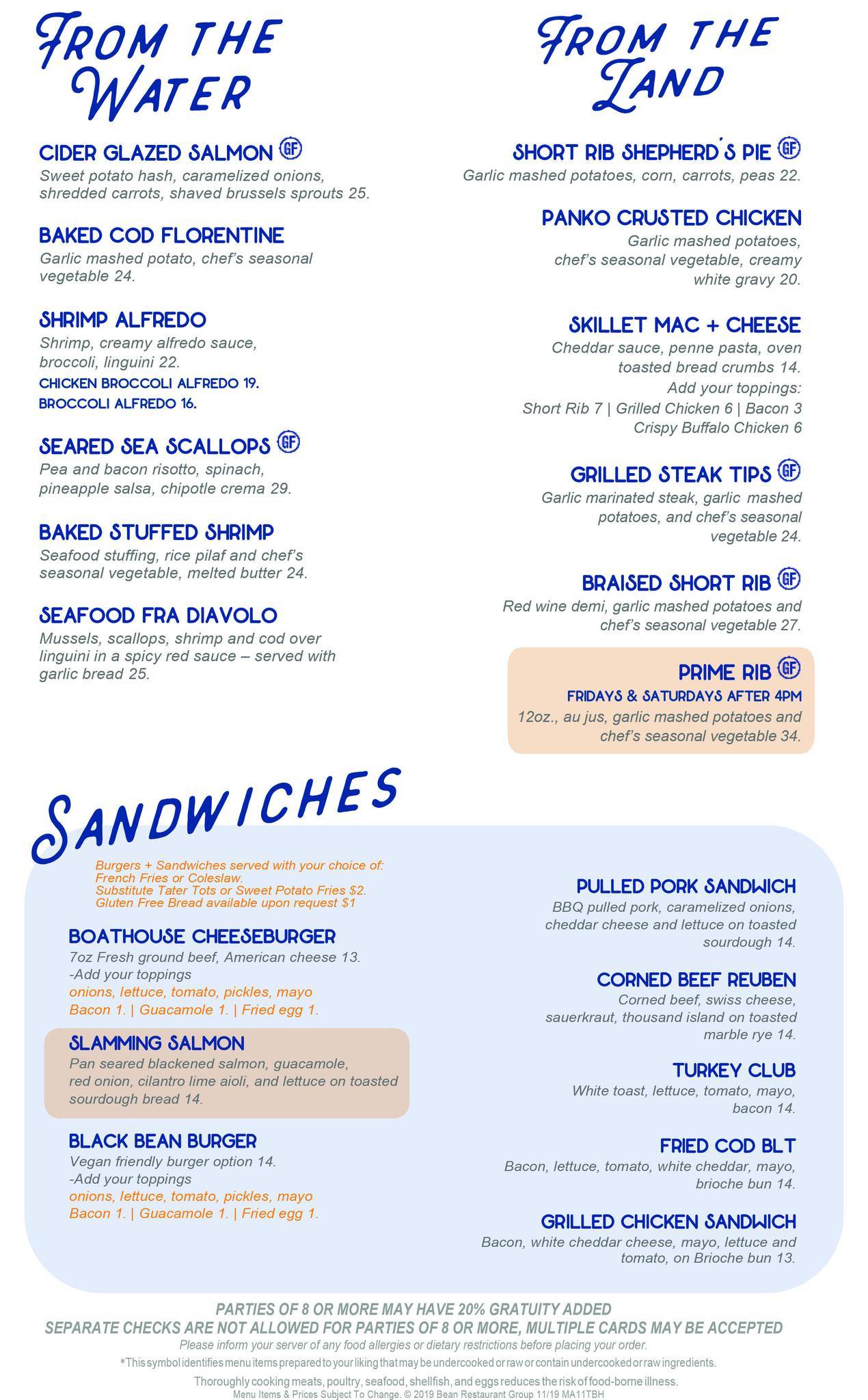 Menu at The Boathouse Restaurant, South Hadley