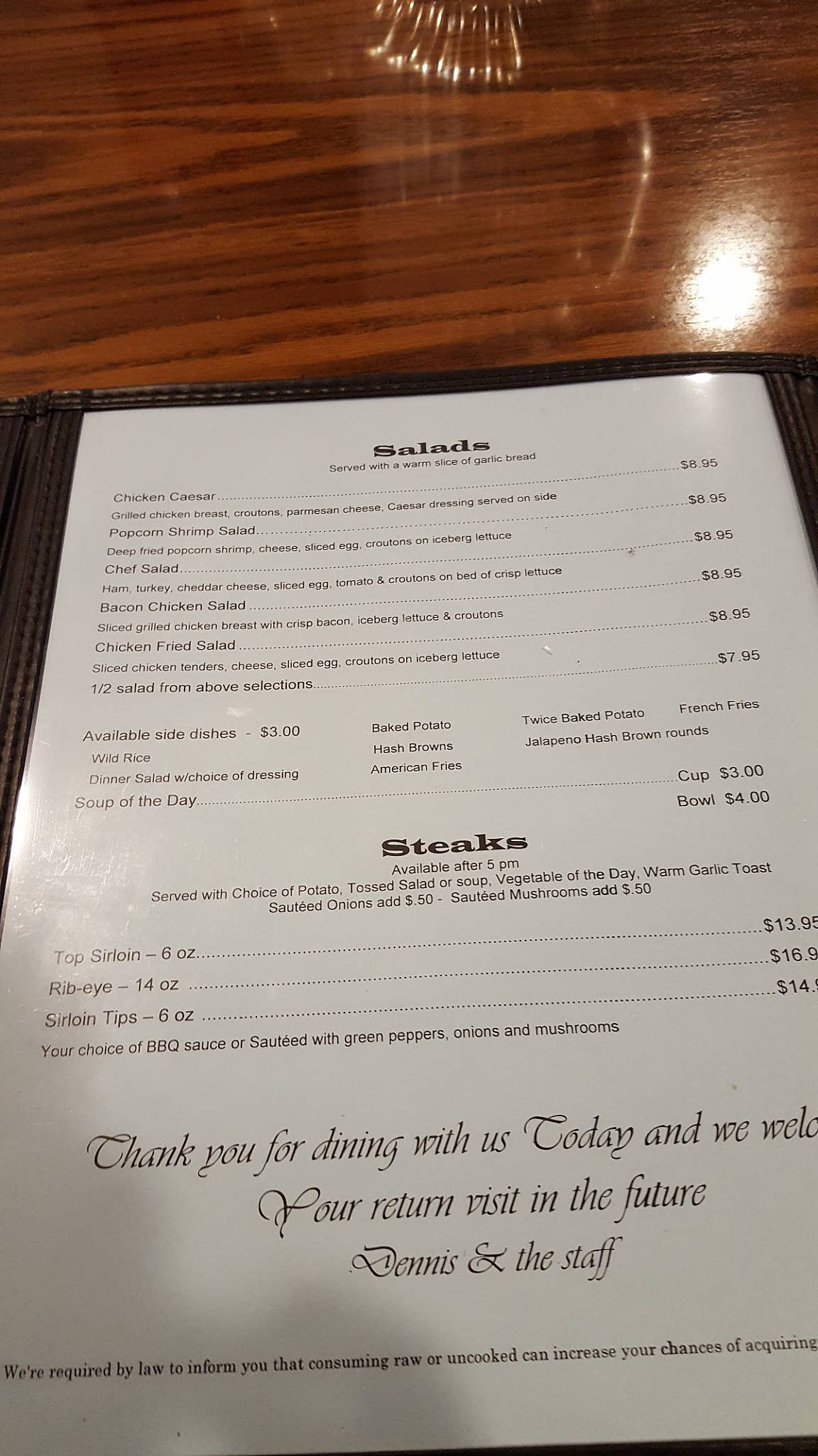 Menu at The Club 1883 / Knights of Columbus, Jamestown