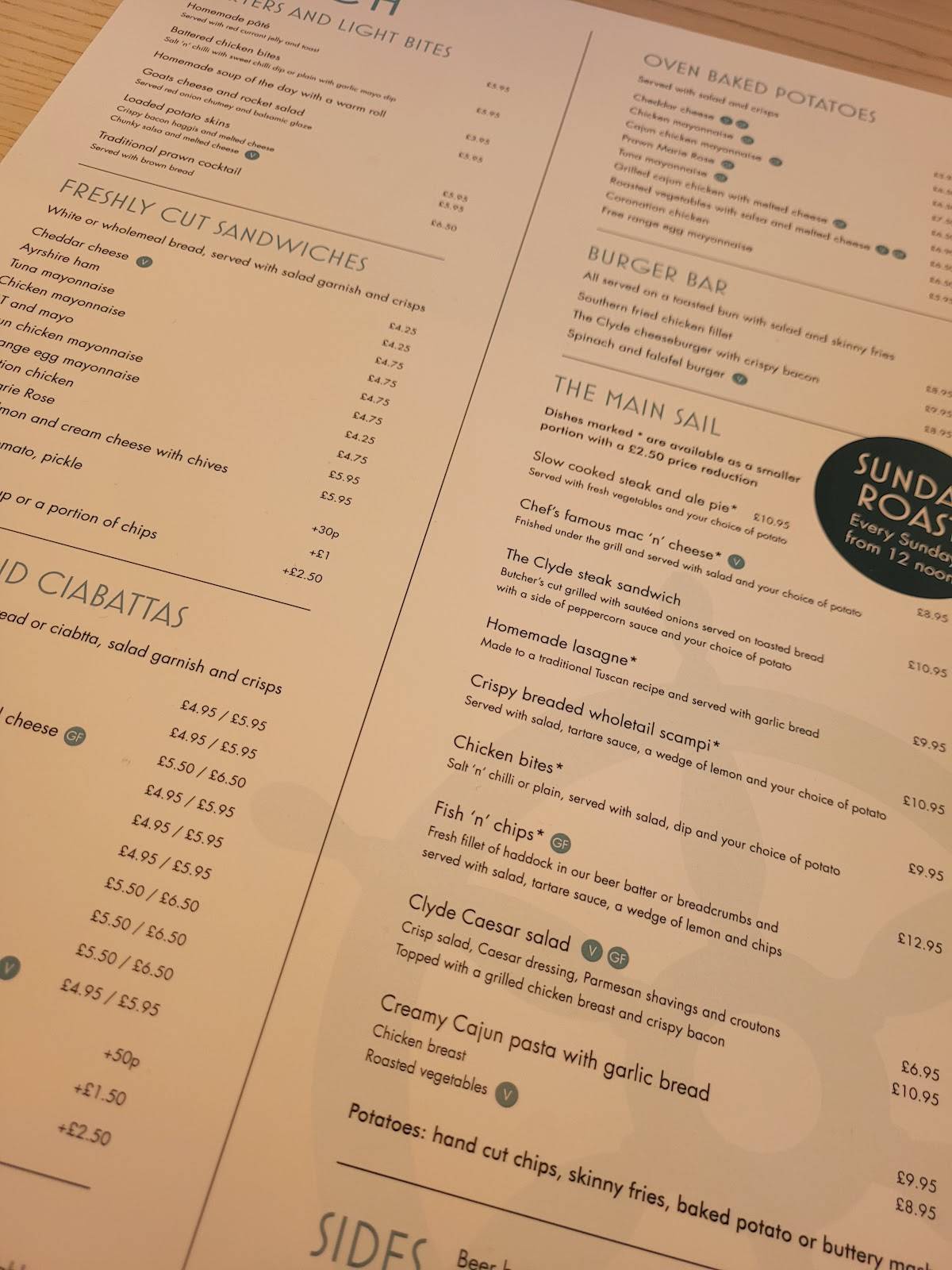 Menu at The Clyde Kitchen cafe, Skelmorlie