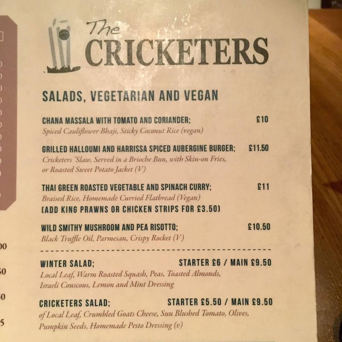 Menu at The Cricketers pub & bar, Ormskirk