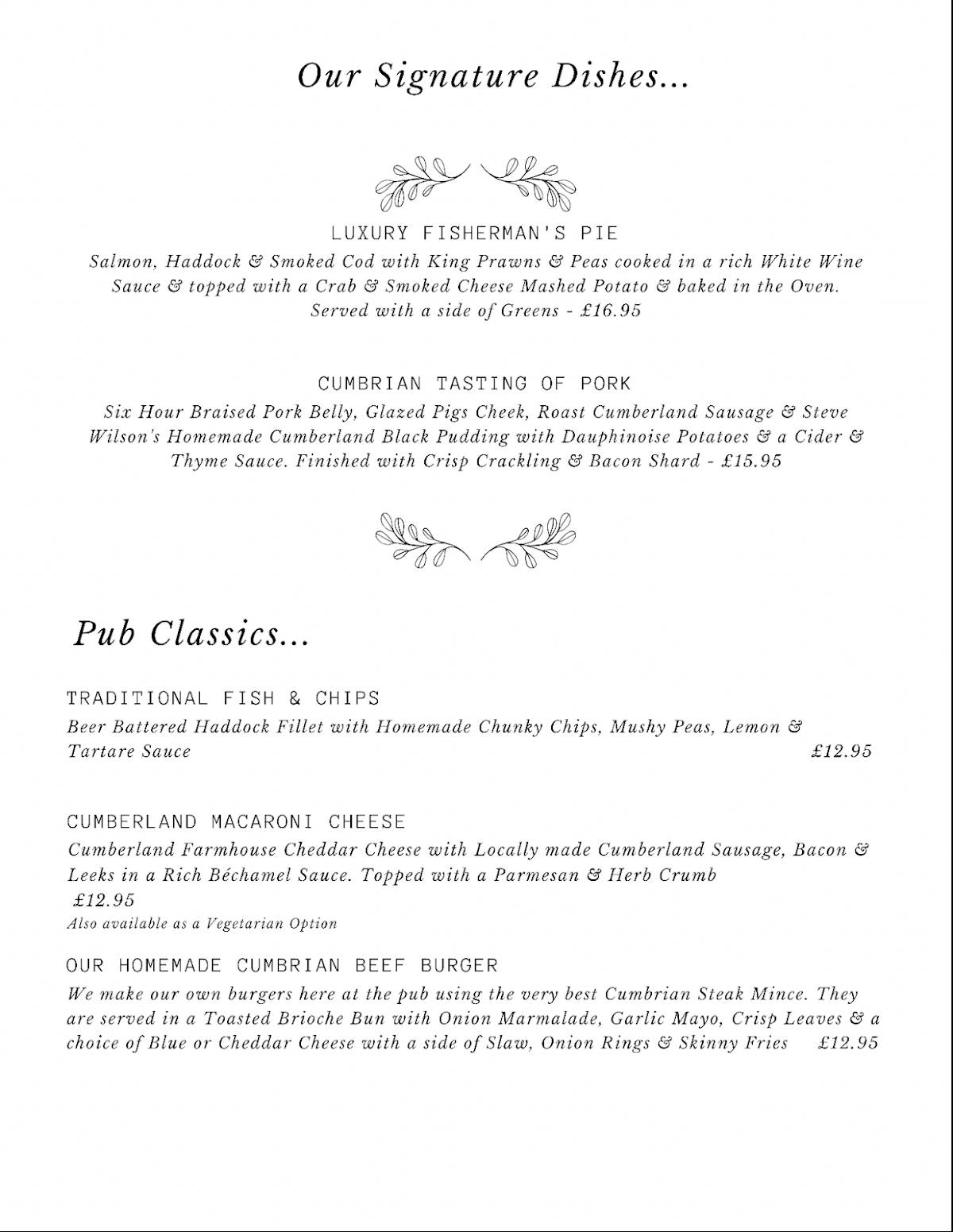 Menu at The Crown & Thistle pub & bar, Carlisle, Rockliffe