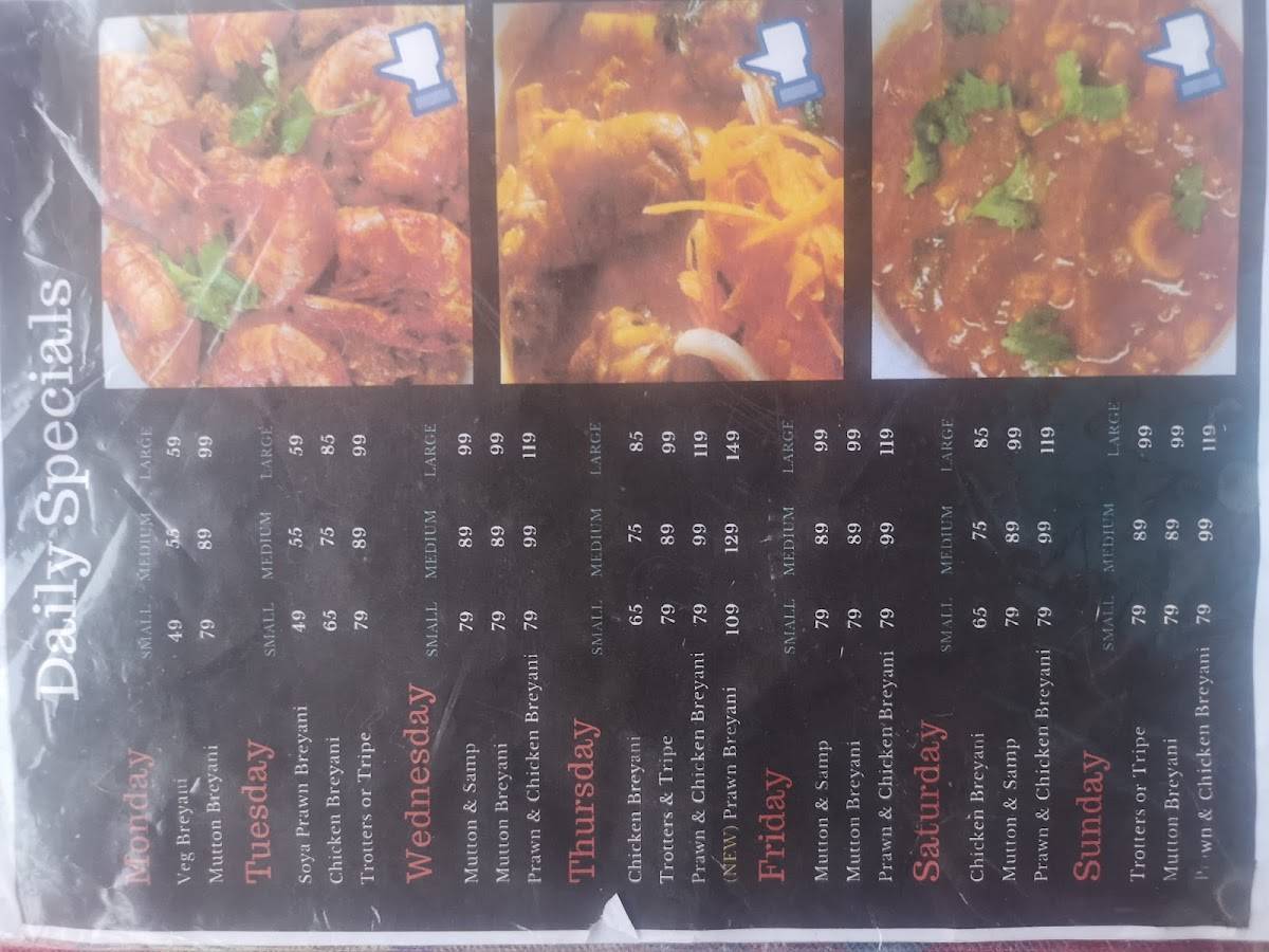 Menu at The Curry Os Point Waterfront restaurant, Durban