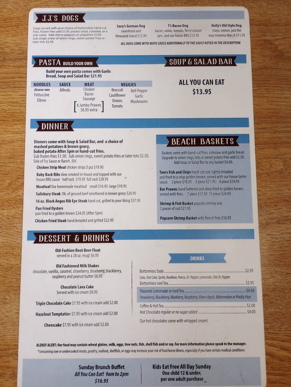 Menu at Beachwood Eatery restaurant, The Dalles, 504 E 9th St