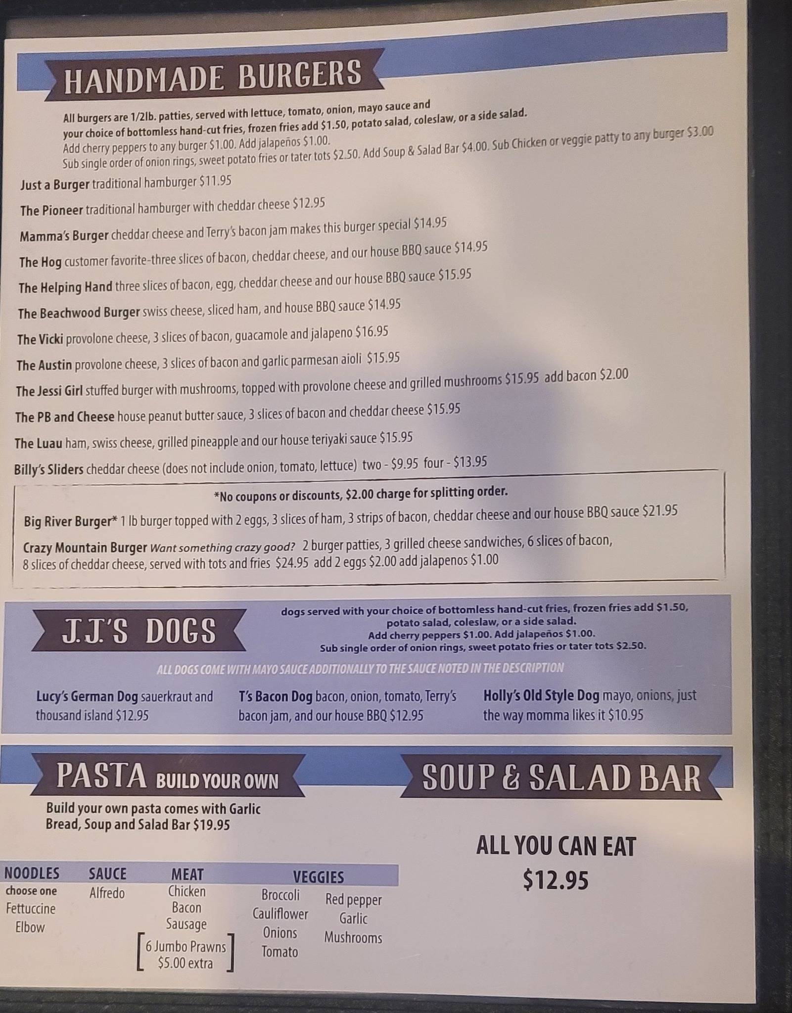 Menu at Beachwood Eatery restaurant, The Dalles, 504 E 9th St