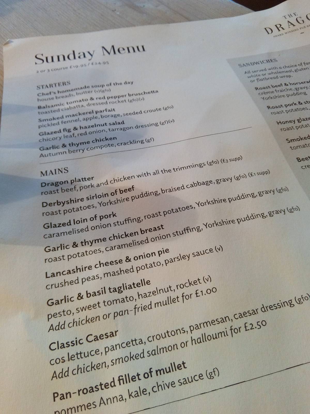 Menu at The Dragon pub & bar, Willington, 11 The Grn