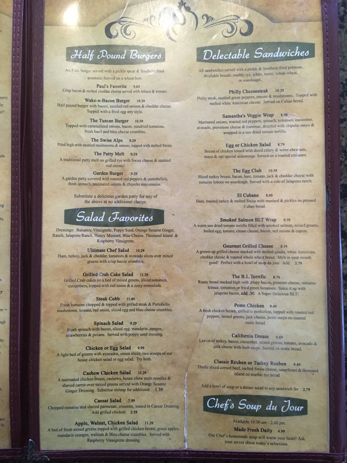 Menu at The Egg Cafe & Eatery, Tallahassee, Austin Davis Ave