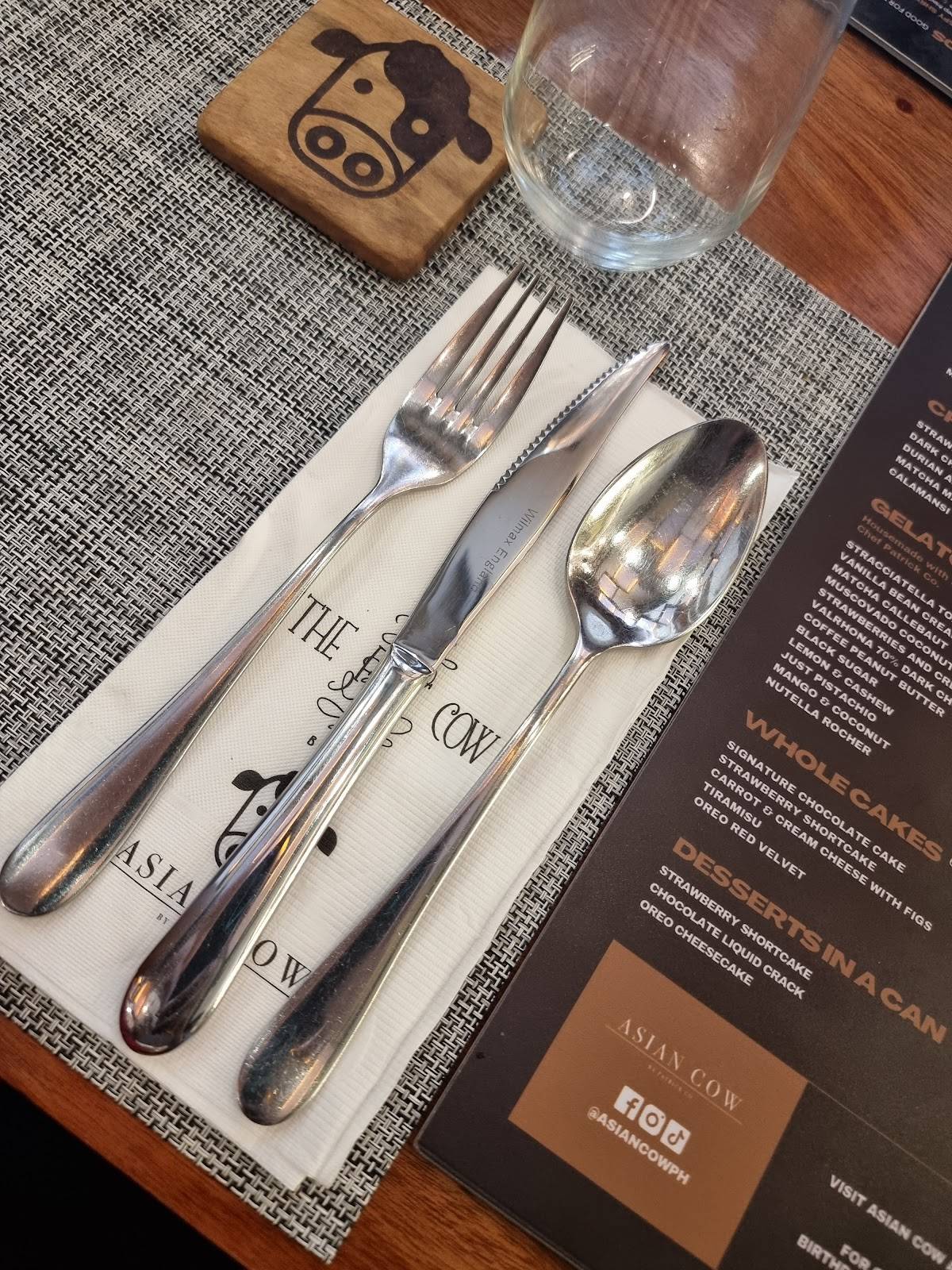 Menu at The Fat Cow restaurant, Davao City