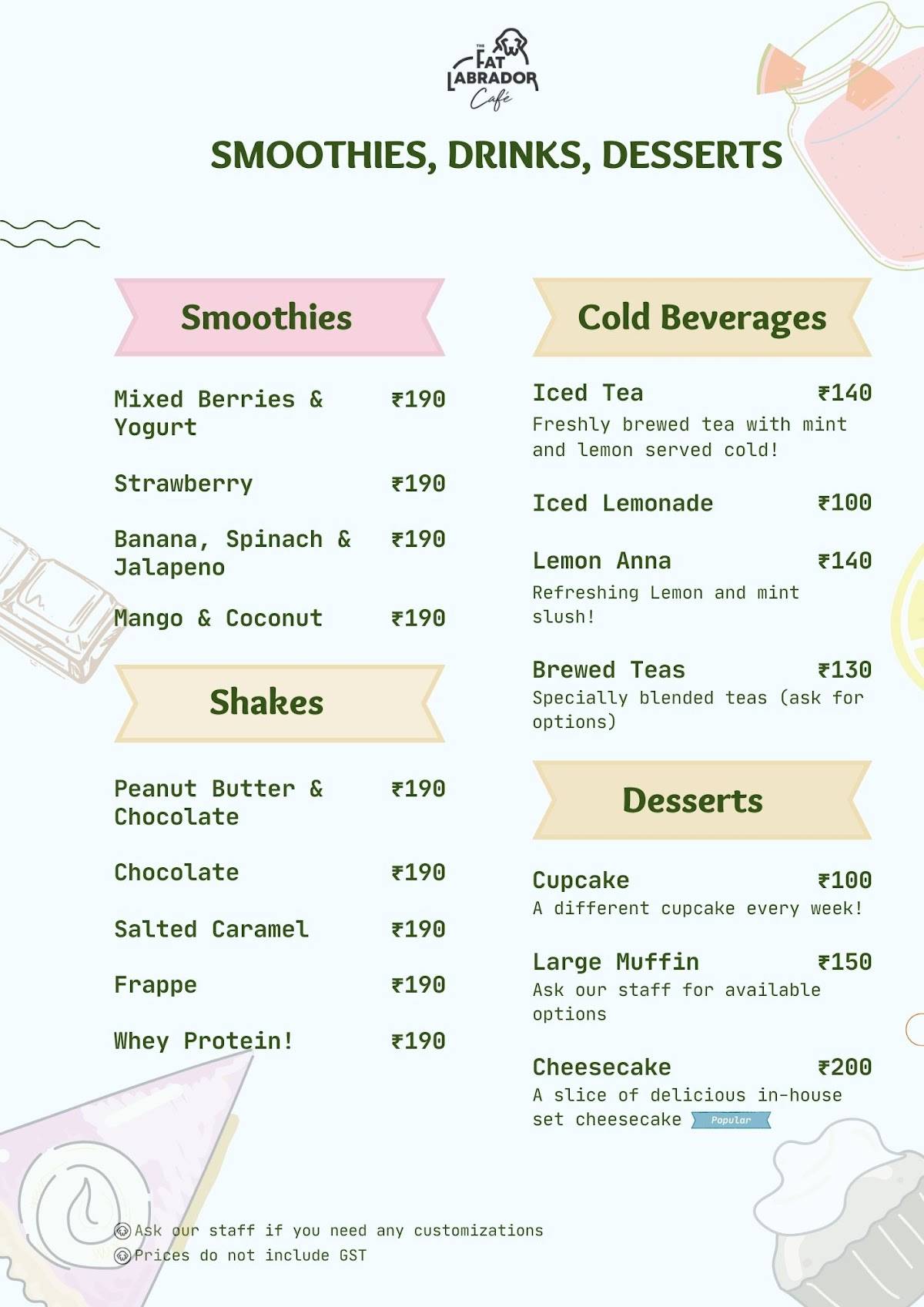 Menu at The Fat Labrador Café, Pune