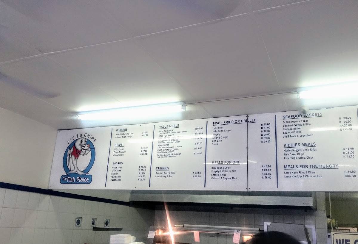 Menu at The Fish Place restaurant, Fort McMurray