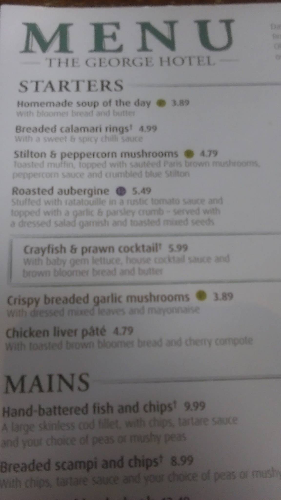 Menu at The George pub & bar, Huntingdon