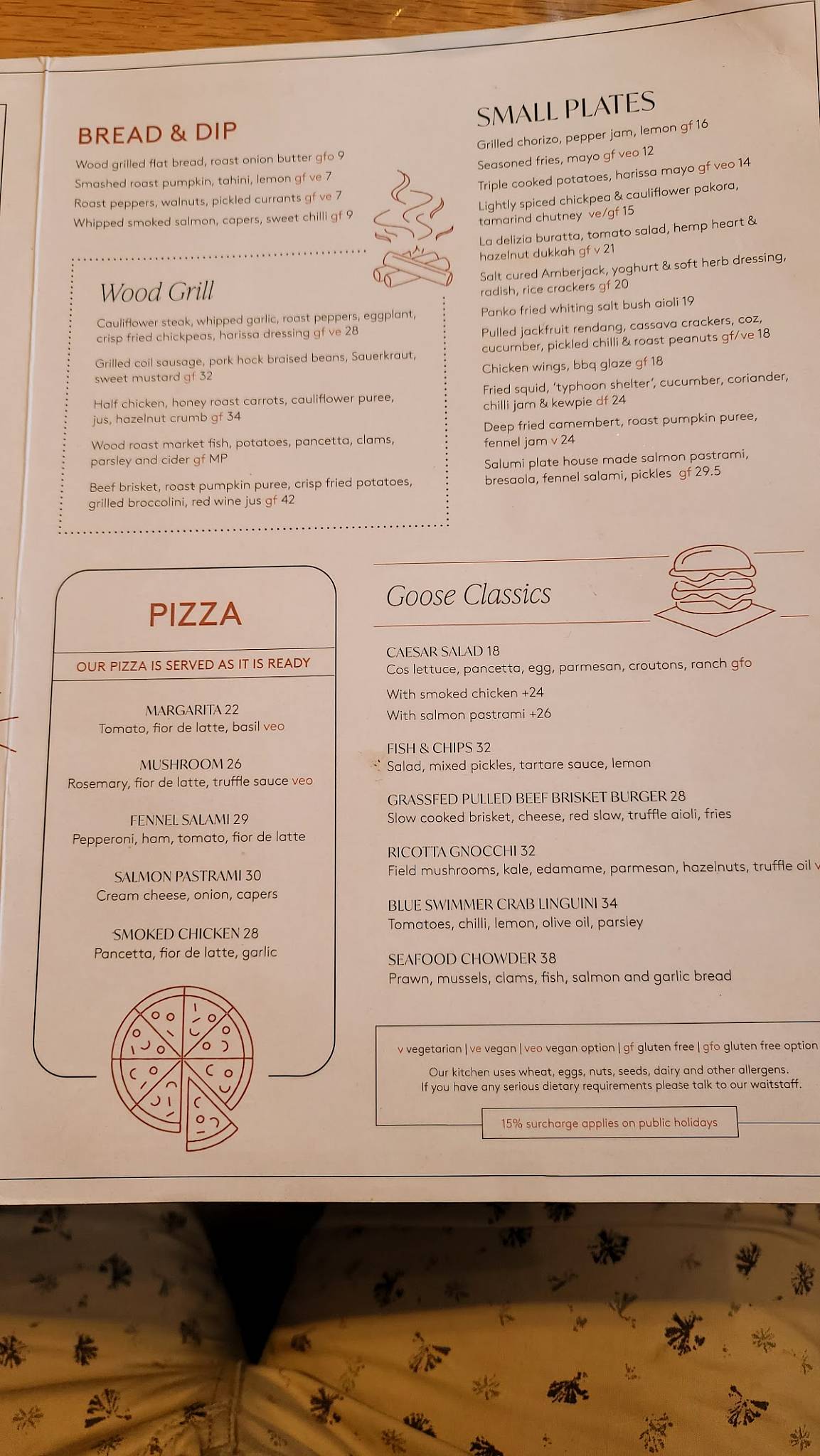 Menu at The Goose pub & bar, Busselton