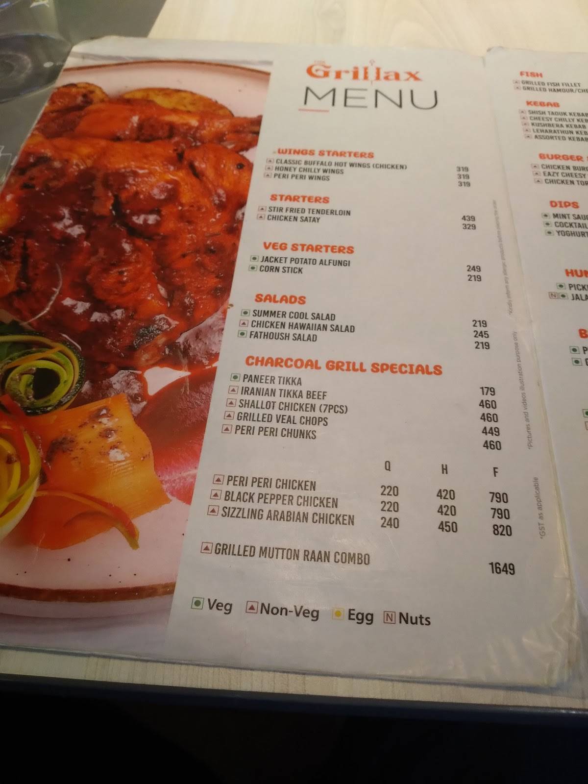 Menu at The Grillax Lulu Mall Kochi, Kochi