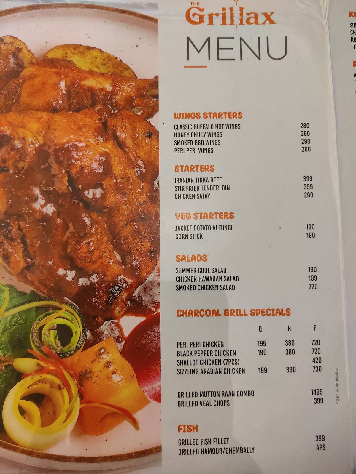 Menu at The Grillax Lulu Mall Kochi, Kochi